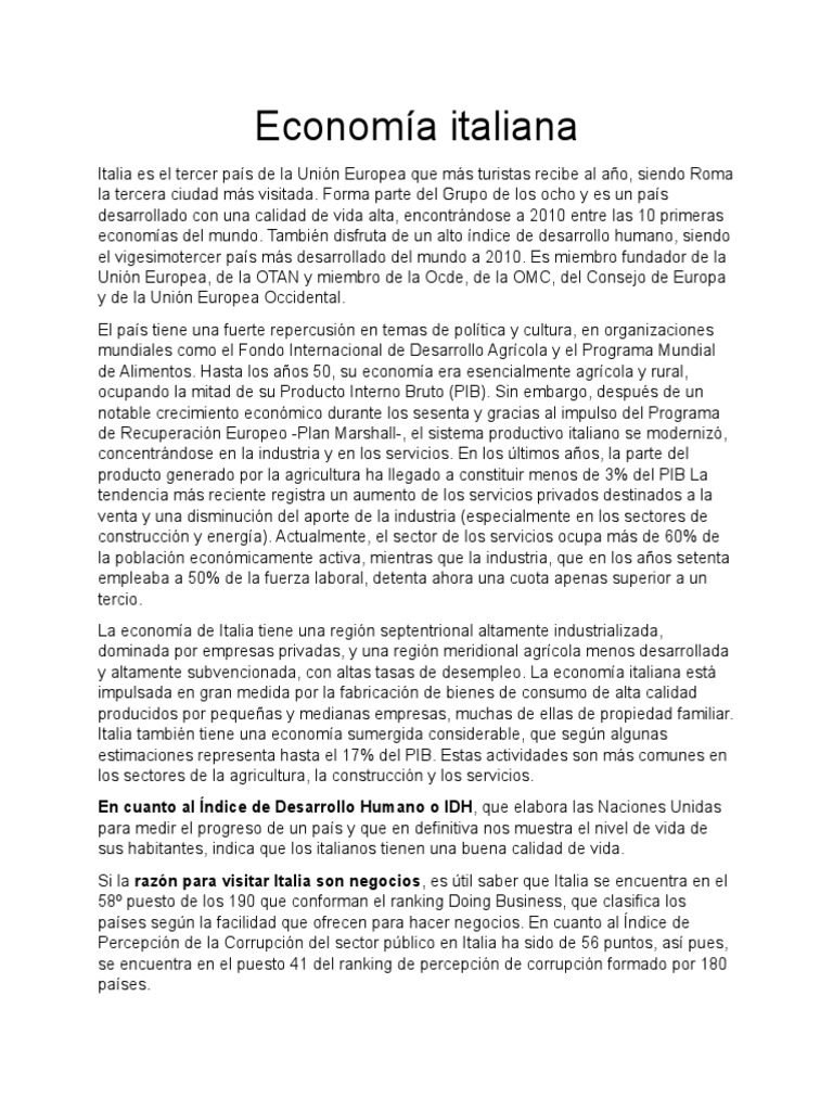 Economía Italiana: Desafíos y Oportunidades | PDF | Italia | Deuda ...