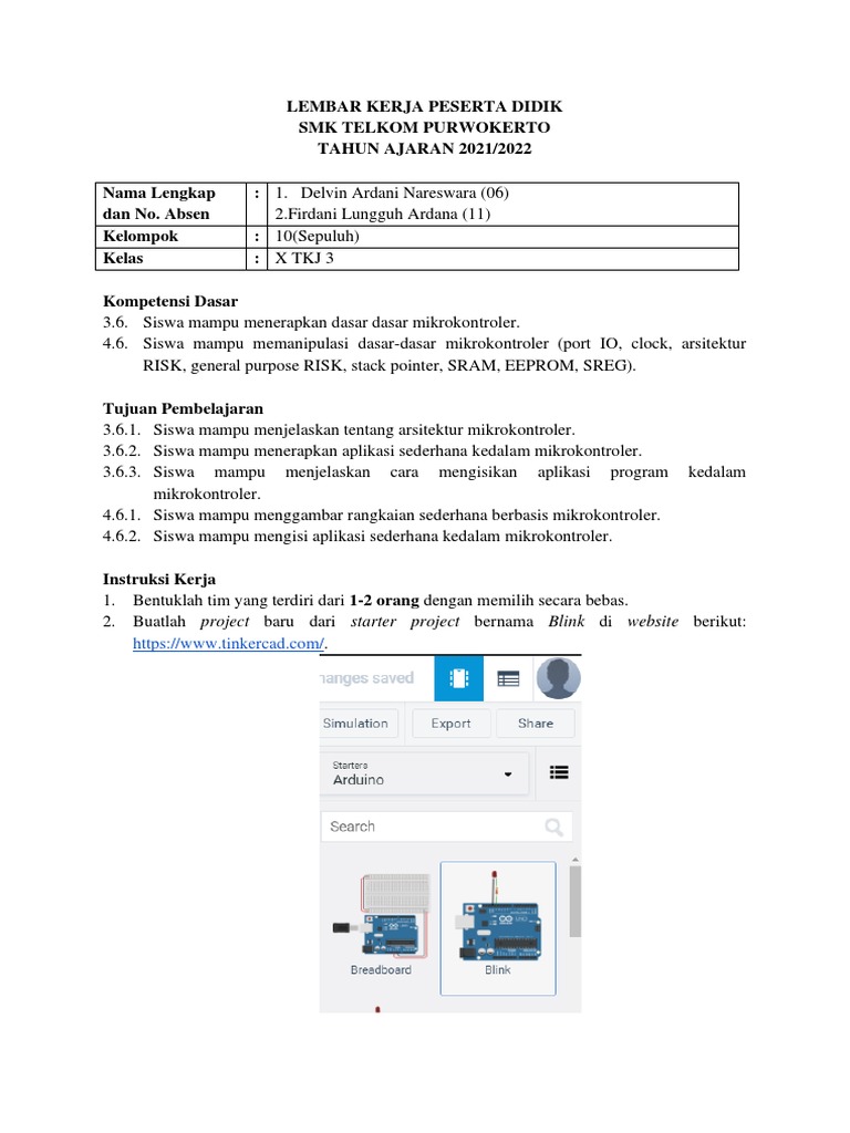LKPD 2 - Dasar-Dasar Mikrokontroler | PDF