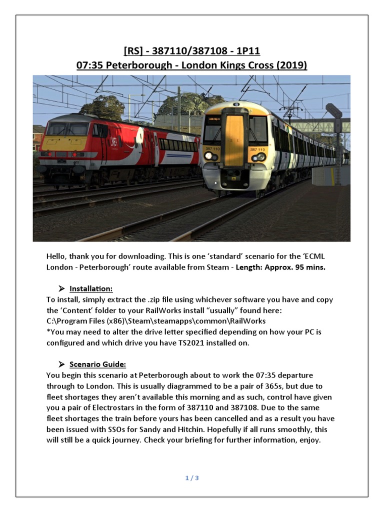 1P11 Scenario Manual | PDF | Rail Transport | Computing