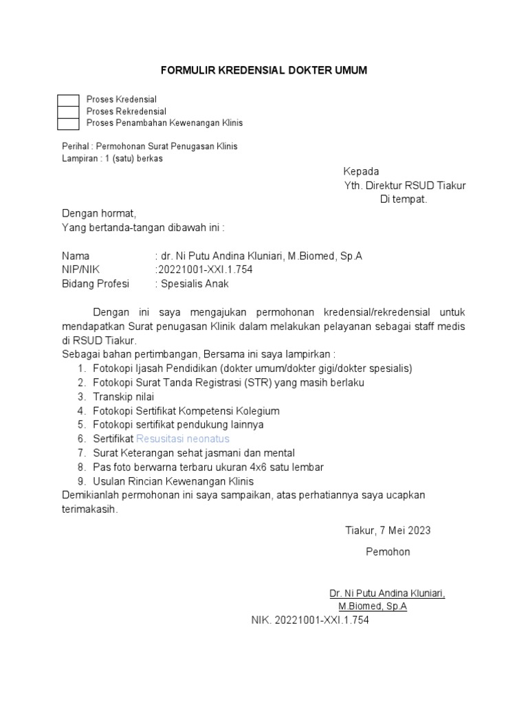 Permohonan Kreden Dokt SPESIALIS ANAK 2022 | PDF