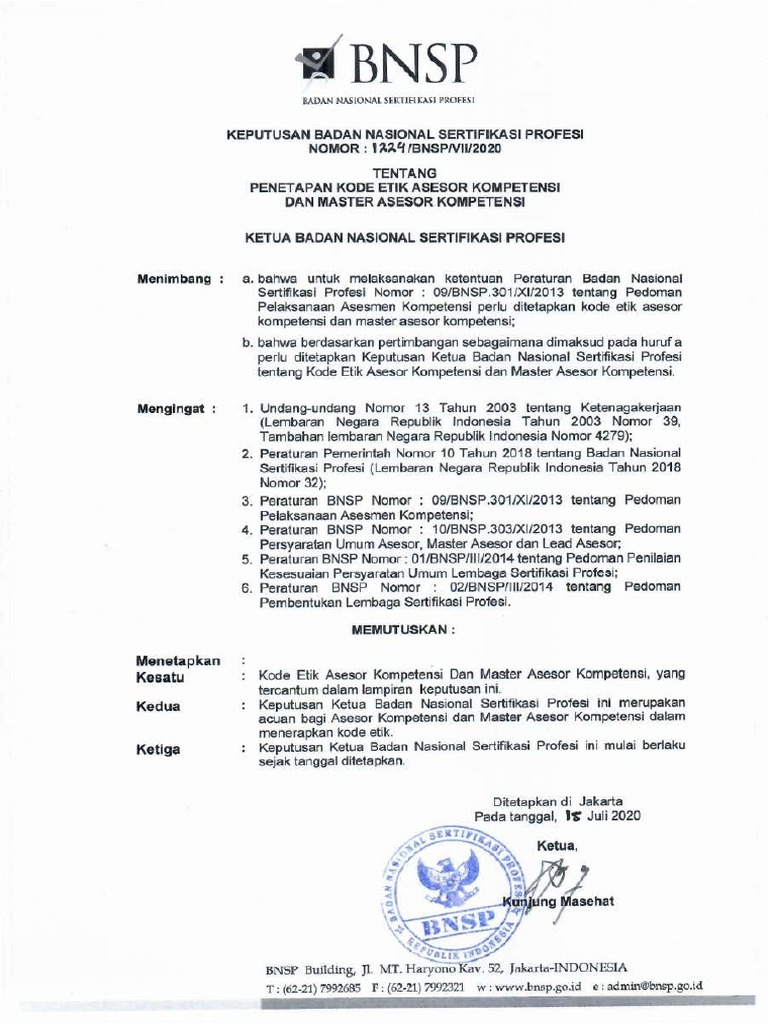 Kode Etik Asesor Kompetensi | PDF