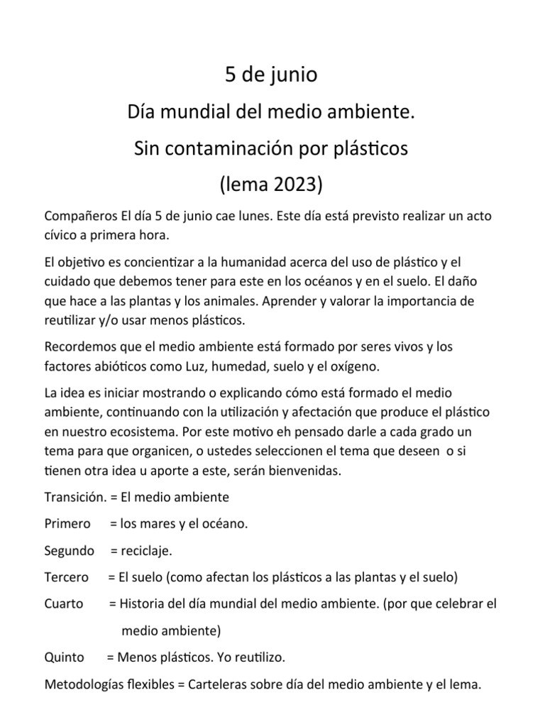 Día Mundial Del Medio Ambiente. | PDF | Tecnología