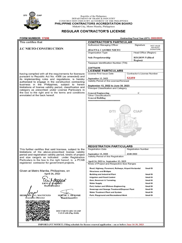 Pcab License May | PDF