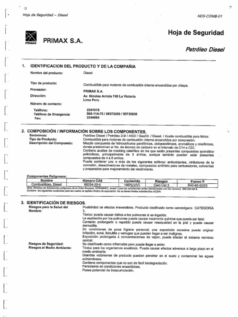 MSDS Petróleo Diesel | PDF