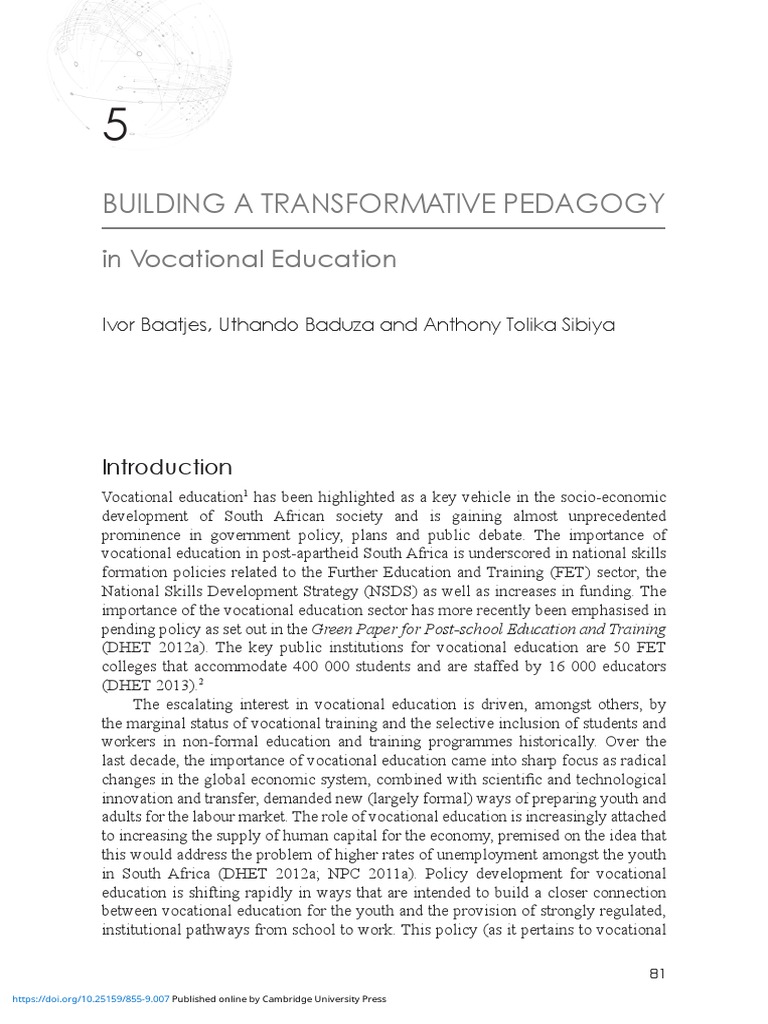 Building A Transformative Pedagogy in Vocational Education | PDF | Vocational Education ...