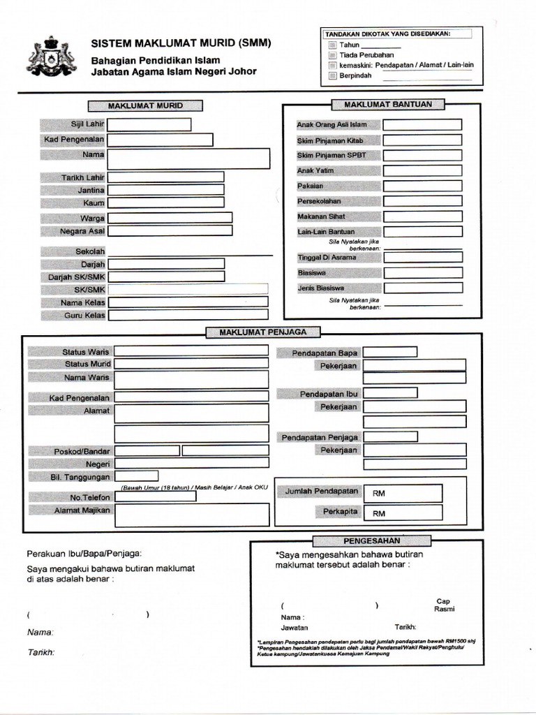 BORANG SMP - KOSONG | PDF