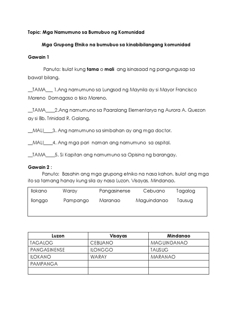 JEWELKRIST SALAZAR - WORKSHEET #3 (AP) MGA NAMUMUNO SA BUMUBUO NG ...