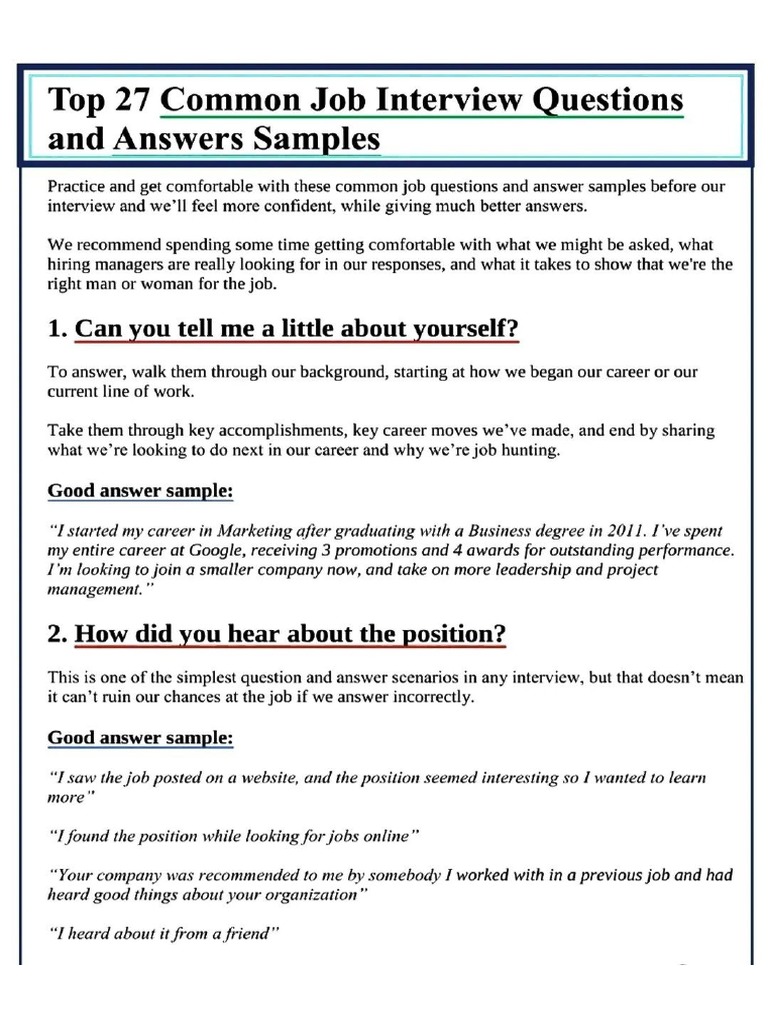 Important Interview Questions | PDF