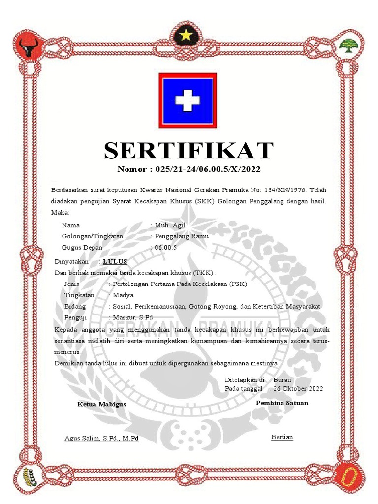 Sertifikat P3K Madya Pa | PDF