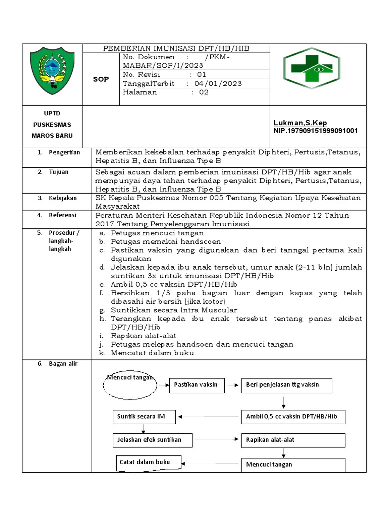 Sop DPT HB Hib | PDF