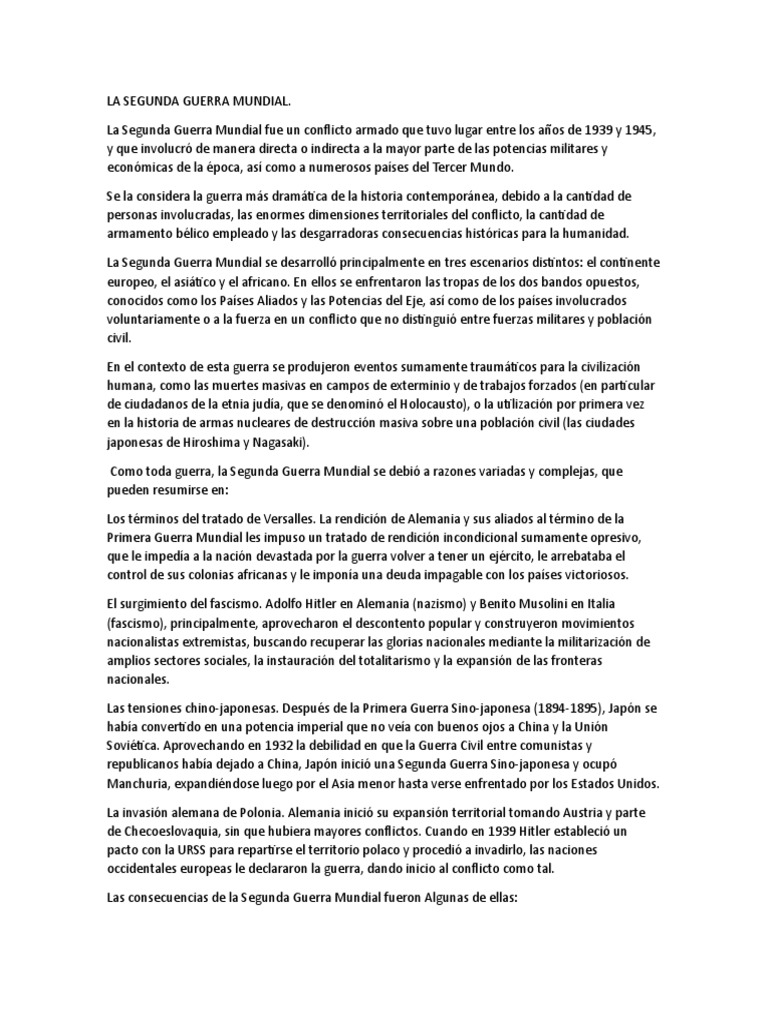 Resúmen de La Segunda Guerra Mundial. | PDF | Aliados de la Segunda ...