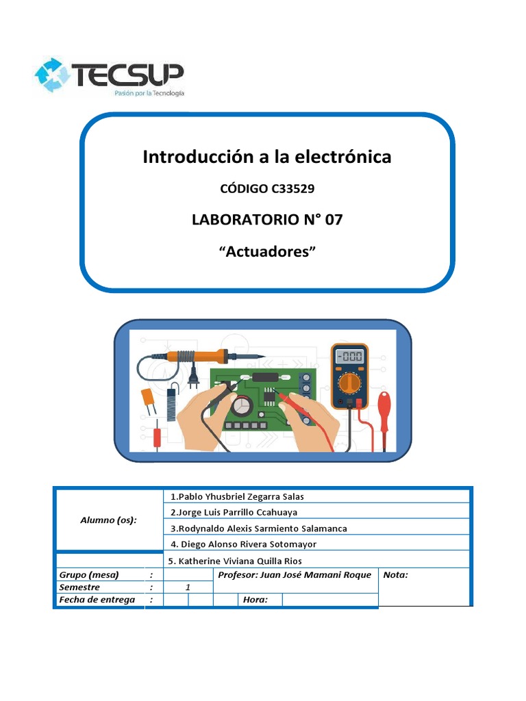 Lab. 07 - Actuadores - 2023-1 (1) de La Gordaaaa | PDF | Diodo emisor de luz | Electrónica