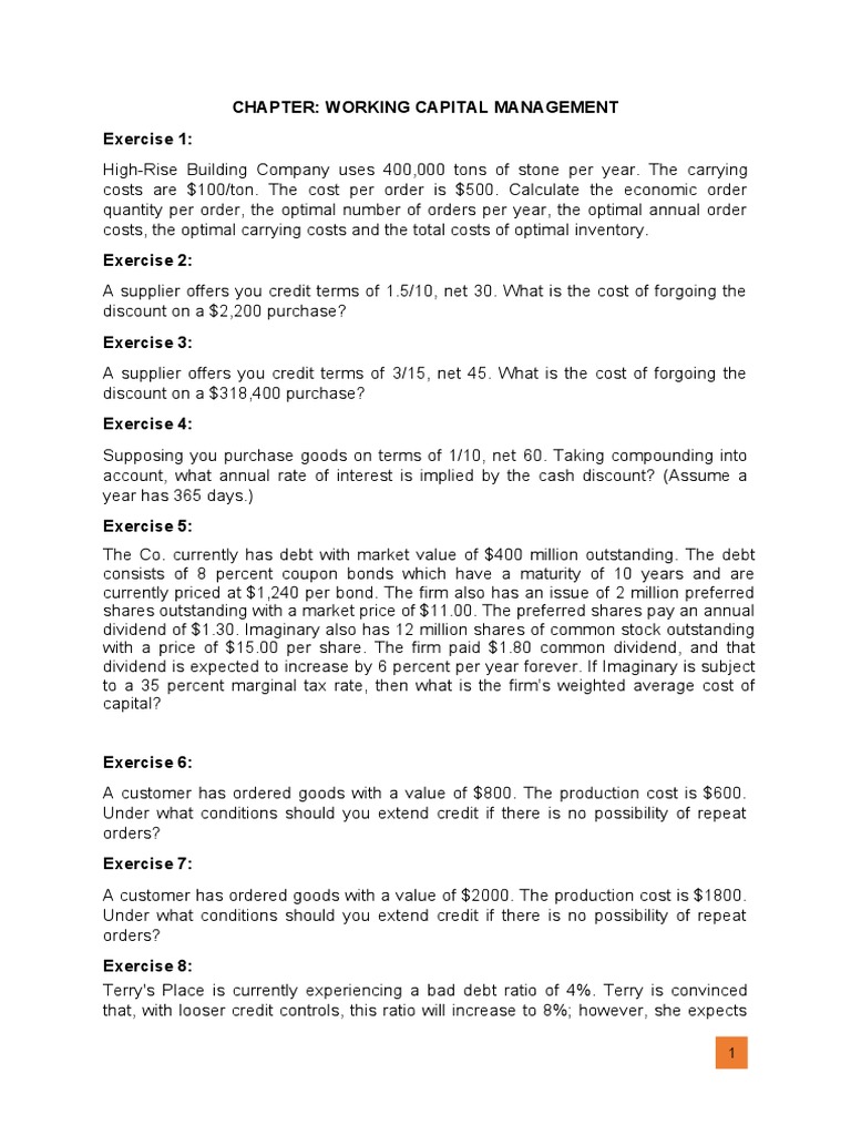 Working Capital Management | PDF | Dividend | Discounting