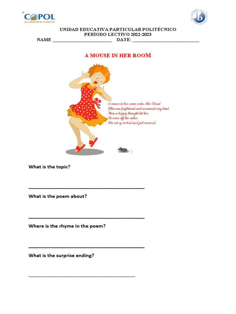 Mouse Poem Comprehension Activity | PDF