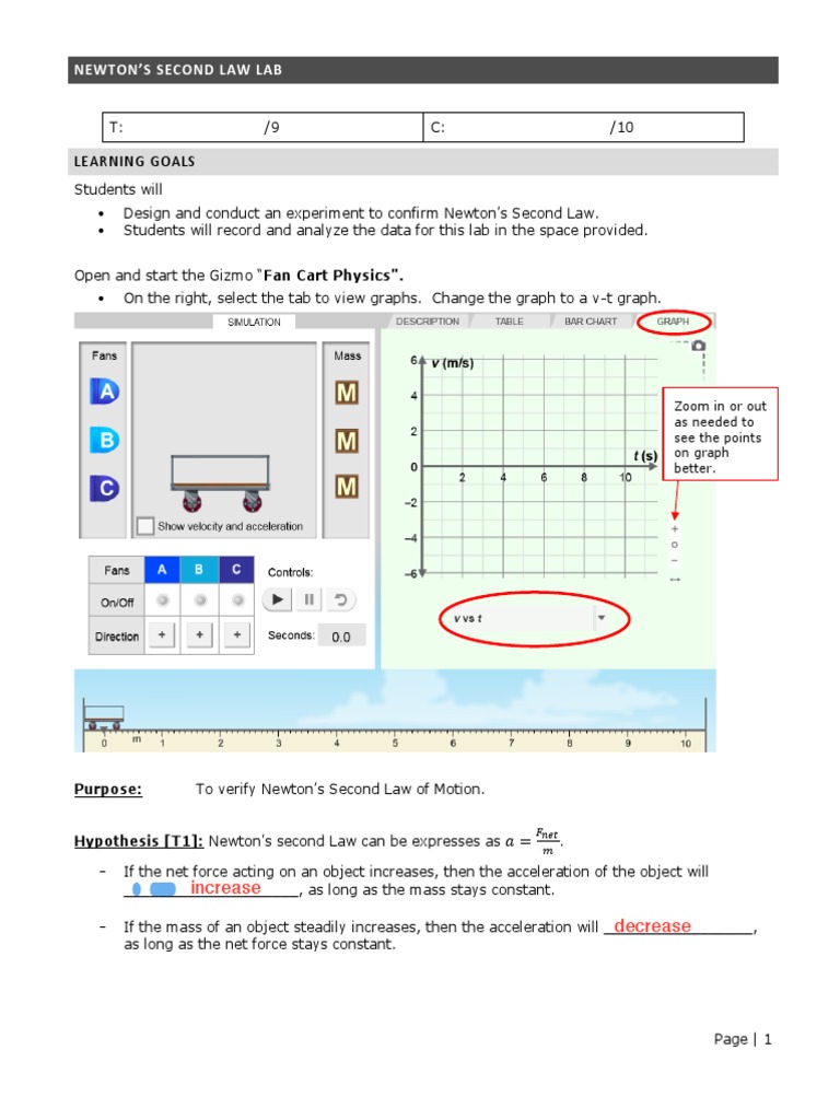 2 - Newtons 2nd Law Gizmo Lab | PDF | Newton's Laws Of Motion | Experiment