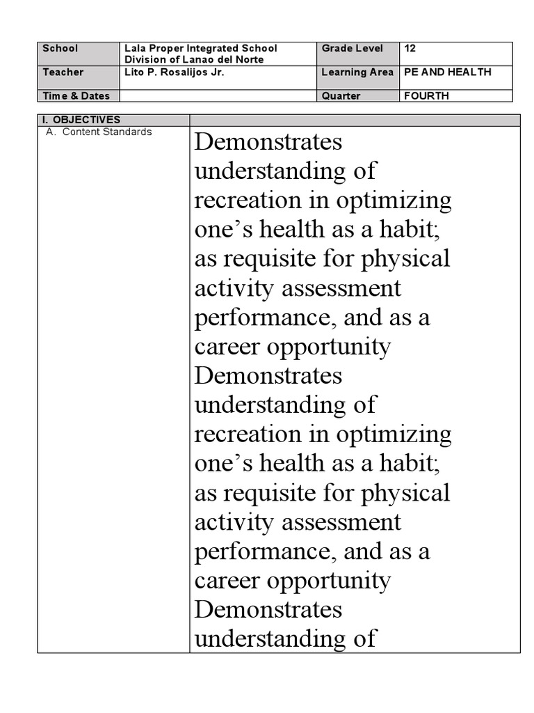 Pe 12-Demo Camping | PDF | Learning | Behavior Modification