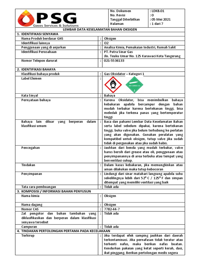 Msds Oxygen Vgl | PDF