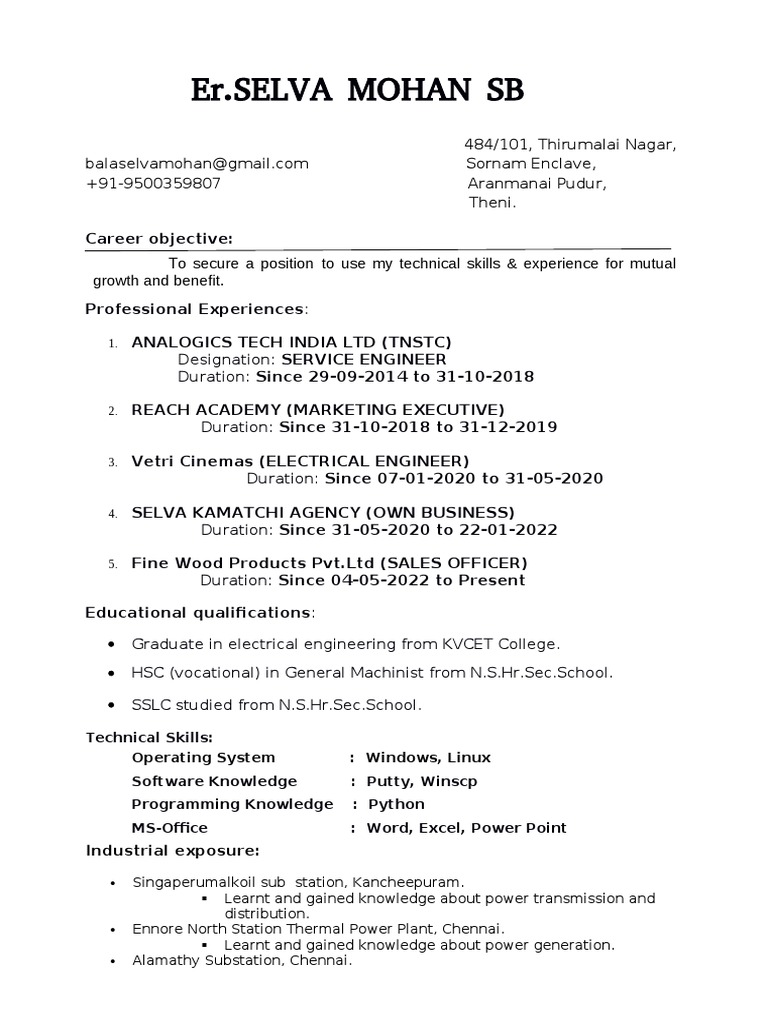 Selva Mohan Resume - 01 - 02 - 2023 | PDF