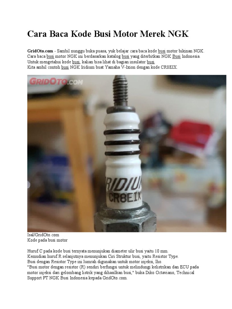Cara Baca Kode Busi Motor Merek NGK | PDF