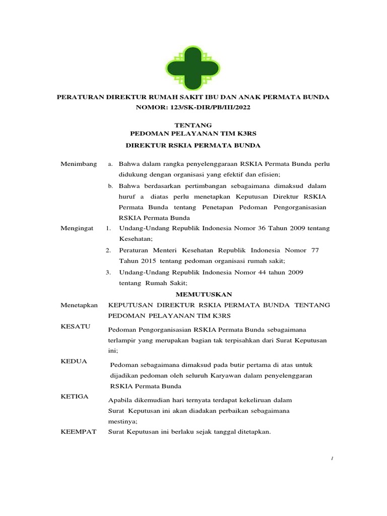 Pedoman Pelayanan K3RS | PDF