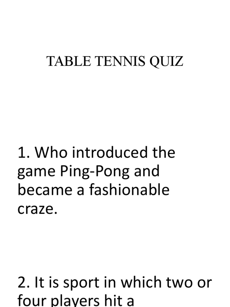 Table Tennis Quiz | PDF