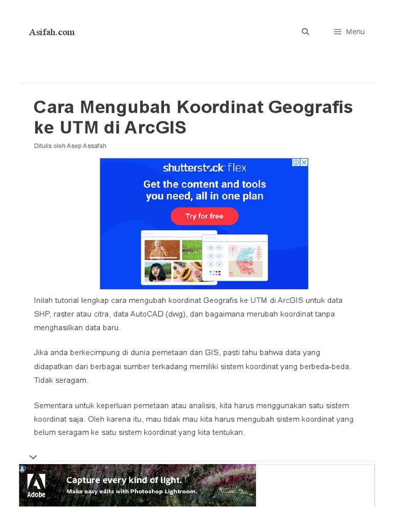 Konversi Koordinat Geografis ke UTM | PDF