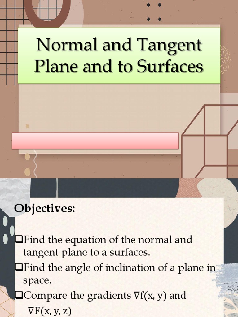 Normal and Tangent Plane Surfaces | Download Free PDF | Tangent ...