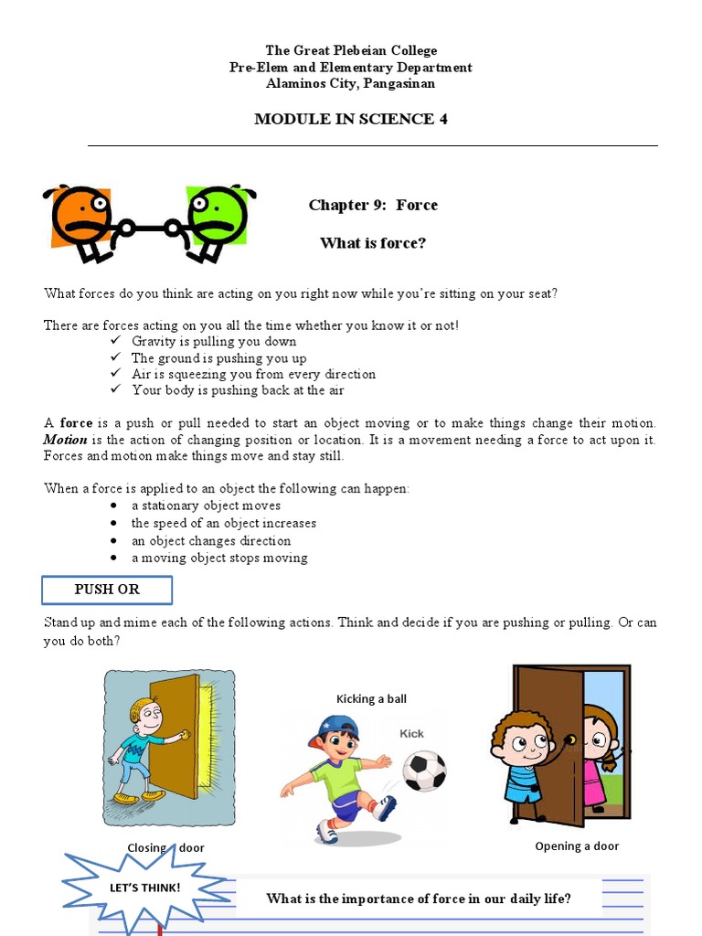 Module Science 4 Lesson 1&2 Final | PDF | Weight | Force