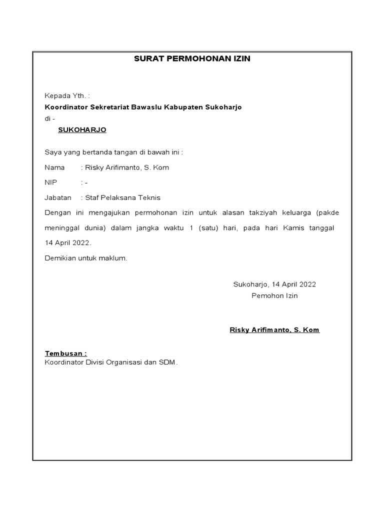 Format Baru Dari Provinsi - Surat Permohonan Ijin 2022 | PDF