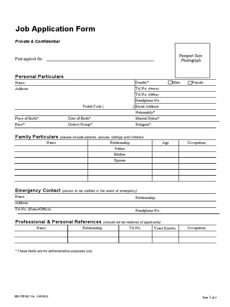 HR Job Application Form 2 | PDF | Application Software | Professional ...