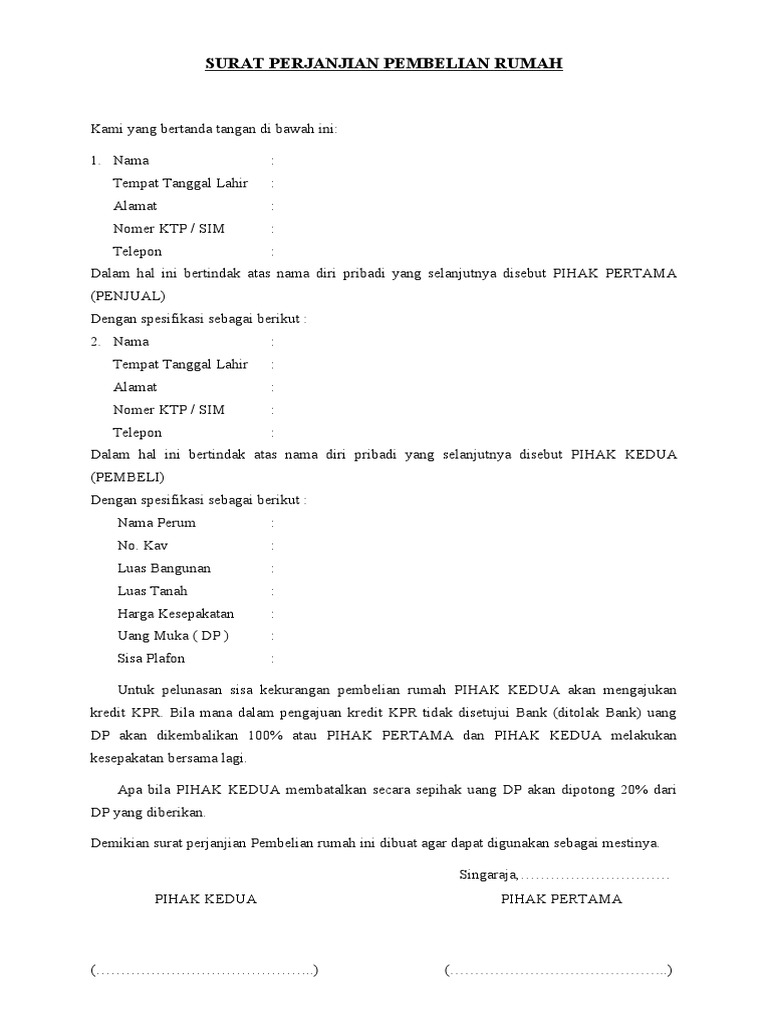 Perjanjian Pembelian Rumah KPR | PDF | Game & Aktivitas | Hukum