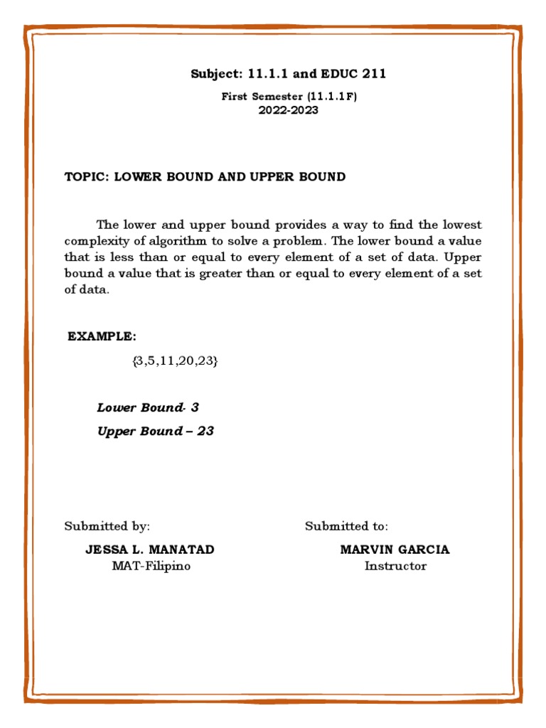 Lower Bound and Upper Bound | PDF