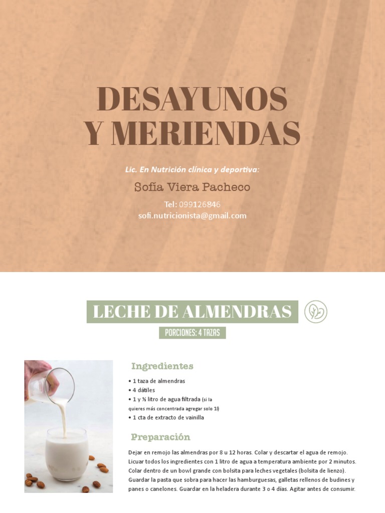 1 - Meriendas y Desayunos | PDF | Panes | Leche