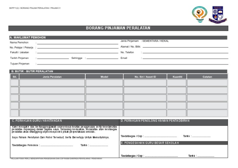Borang Pinjam Peralatan | PDF