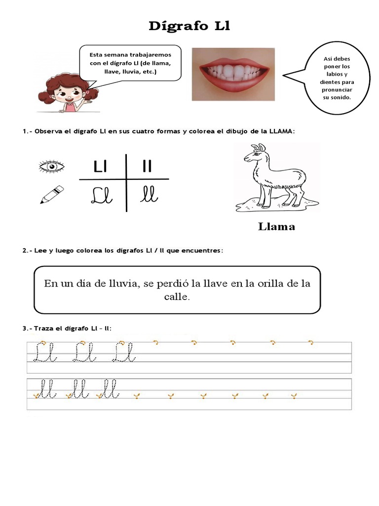 Actividades con el Dígrafo Ll para Niños | PDF