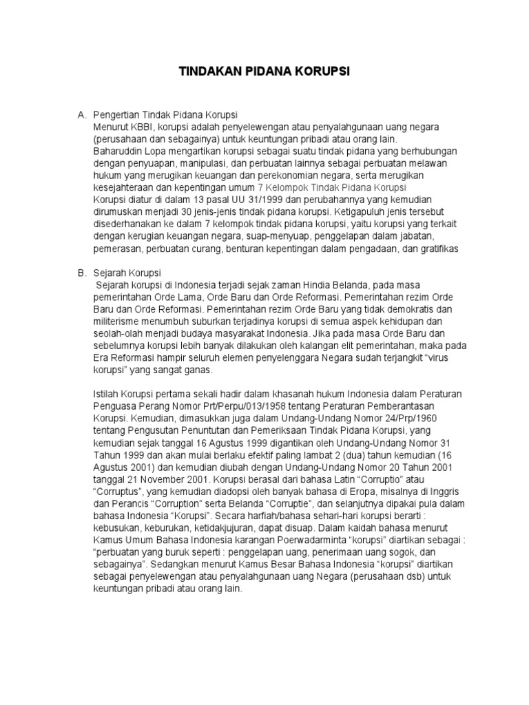Tindakan Pidana Korupsi | PDF
