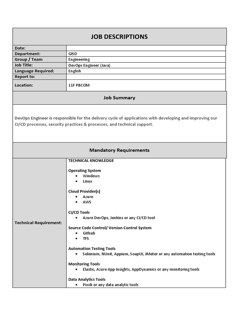 DevOps Java Engineer | PDF | Information Technology | Computing