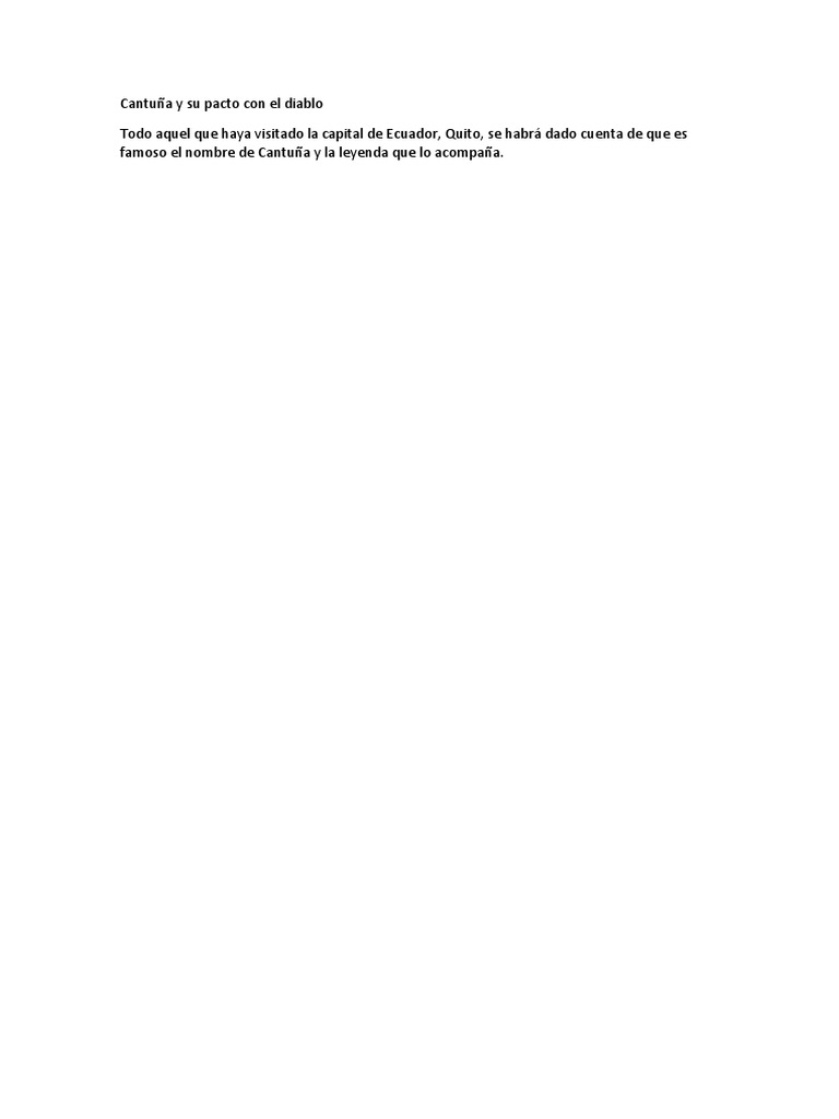 Cantuña y Su Pacto Con El Diablo | PDF | Diablo Cantuña y Su Pacto Con El Diablo | PDF | Diablo