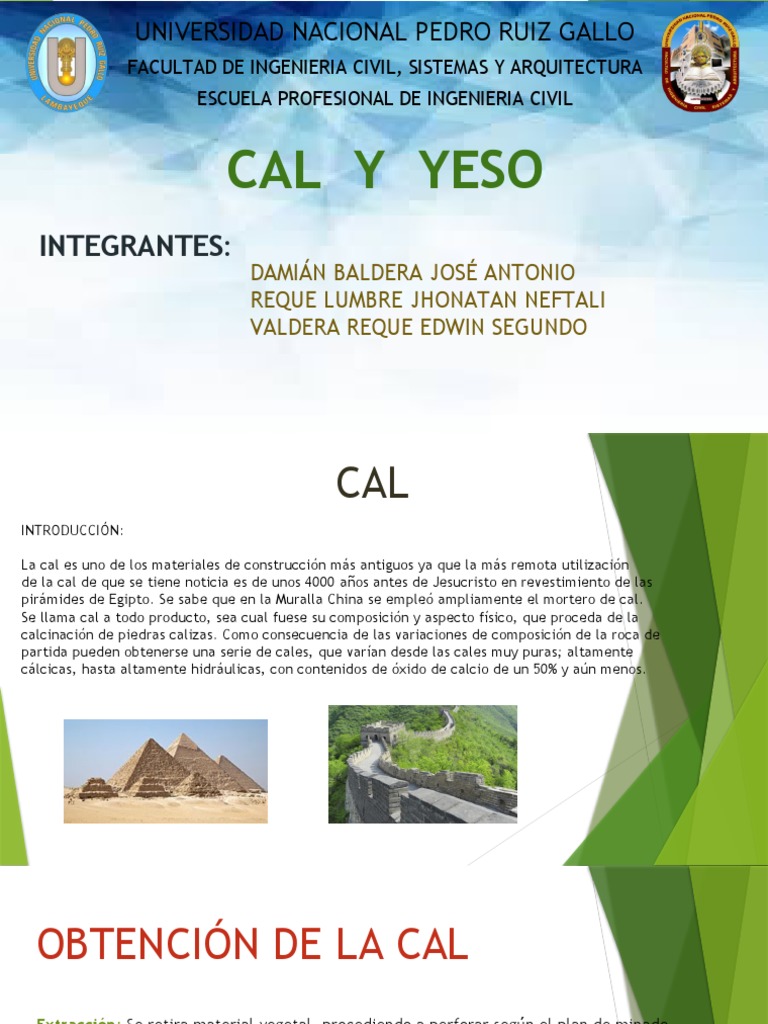 Cal y Yeso Power Point | PDF | Yeso | Hormigón