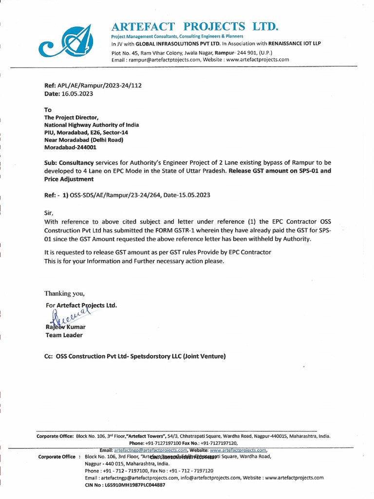Letter No. 112 Release GST SPS-01 | PDF