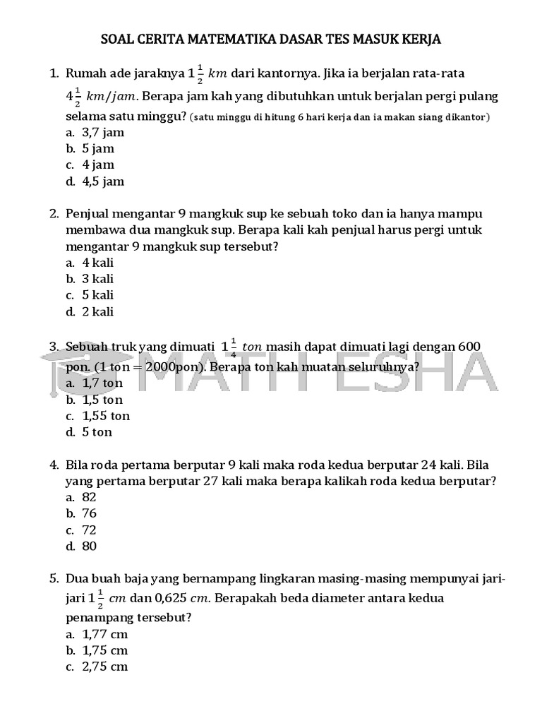 Matematika Dasar Tes Masuk Kerja Bumn | PDF