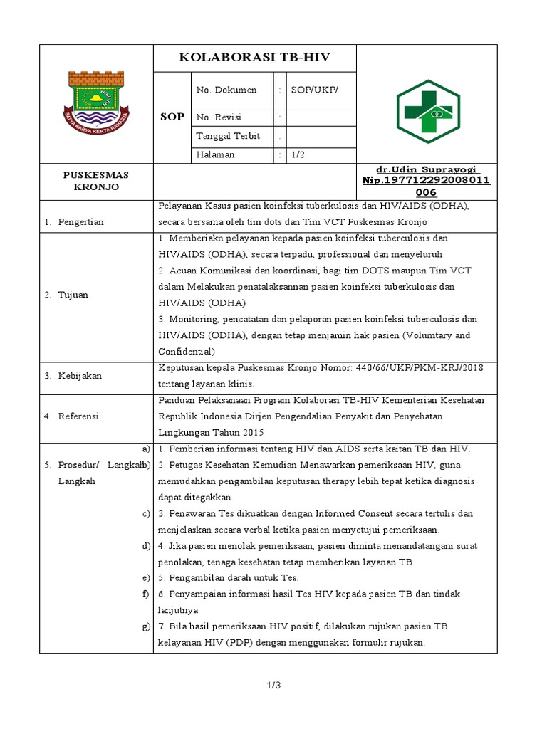 Sop Kolaborasi TB Hiv | PDF | Kesehatan Holistik | Sains & Matematika