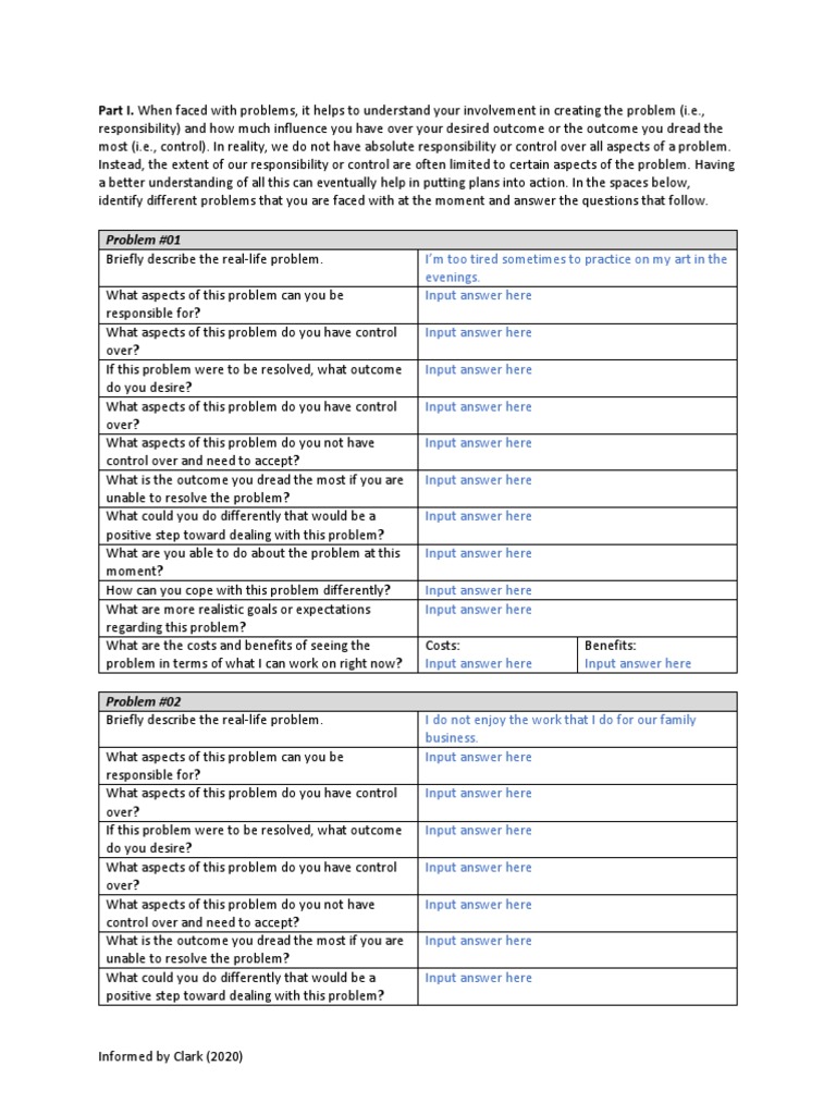 Restatement of The Problem Worksheet | PDF | Cognitive Science | Psychology