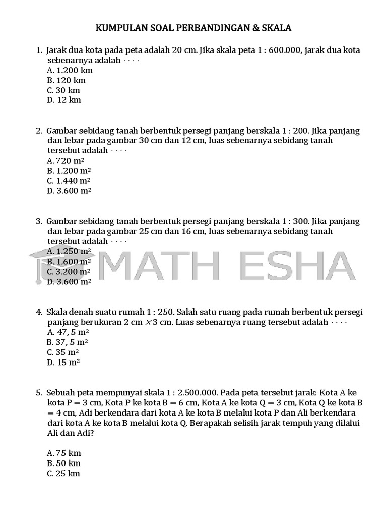 PERBANDINGAN SKALA - MENENTUKAN SKALA DAN JARAK SEBENARNYA | PDF