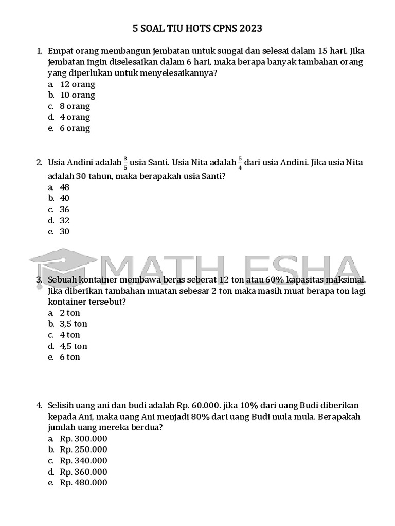 5 Soal Tiu Hots | PDF | Perjalanan