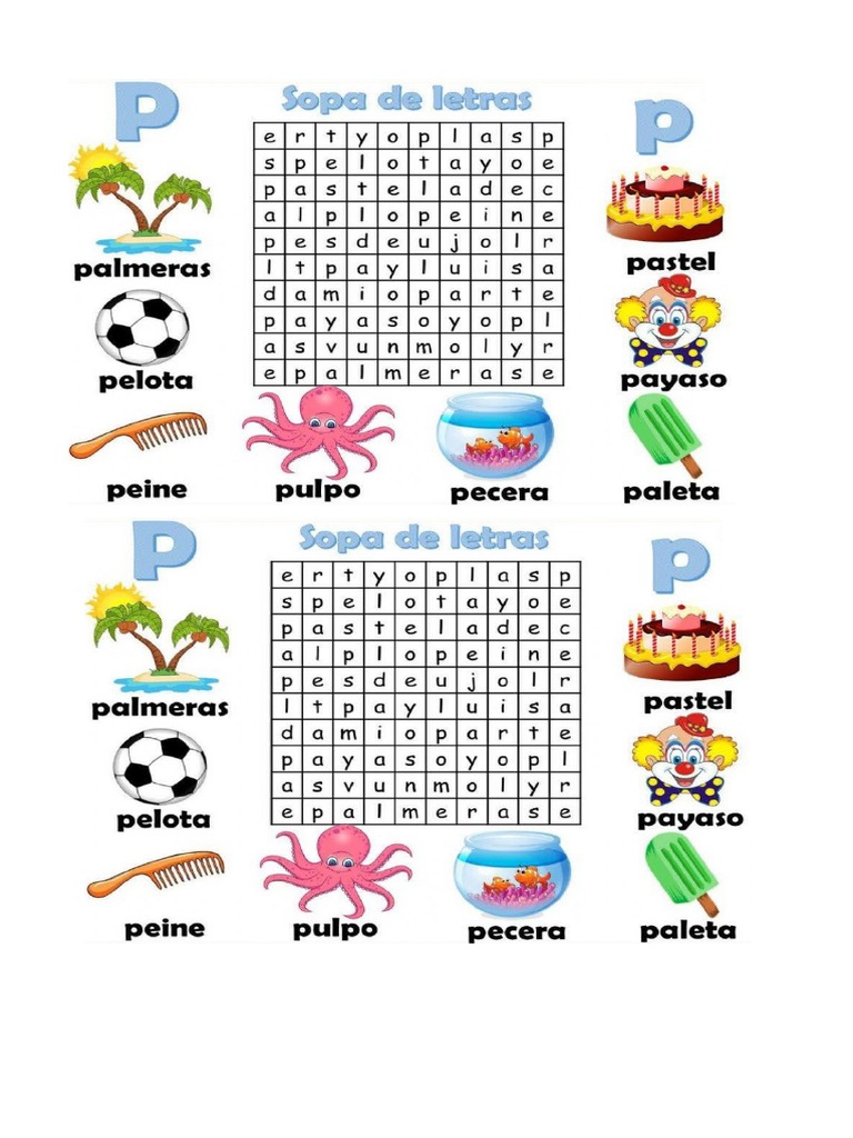 Letra P Sopa de Letras | PDF