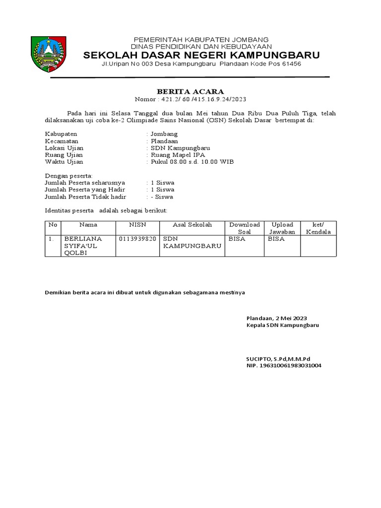 Berita Acara Uji Coba 2 | PDF