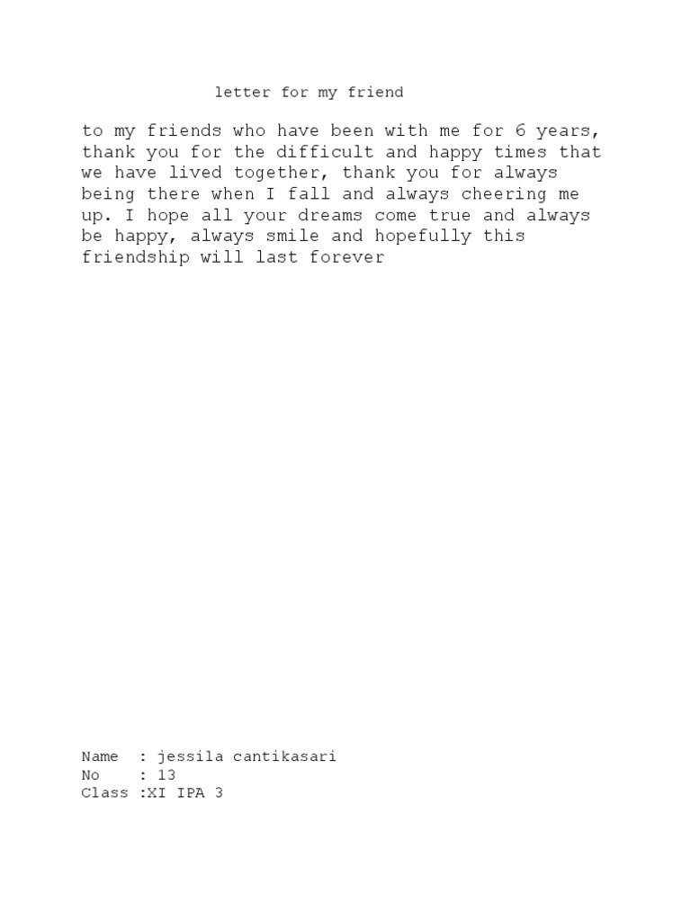 Letter For My Friend | PDF