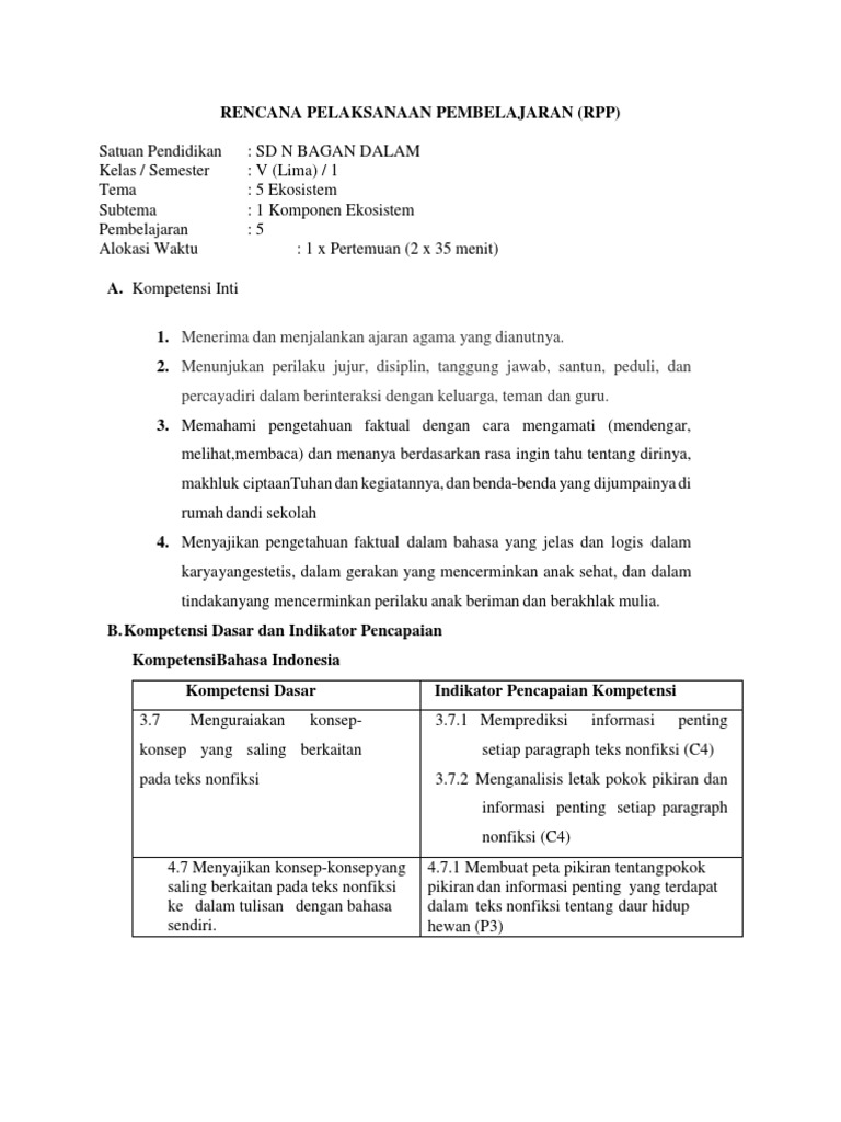 RPP | PDF | Seni & Disiplin Bahasa | Sains & Matematika