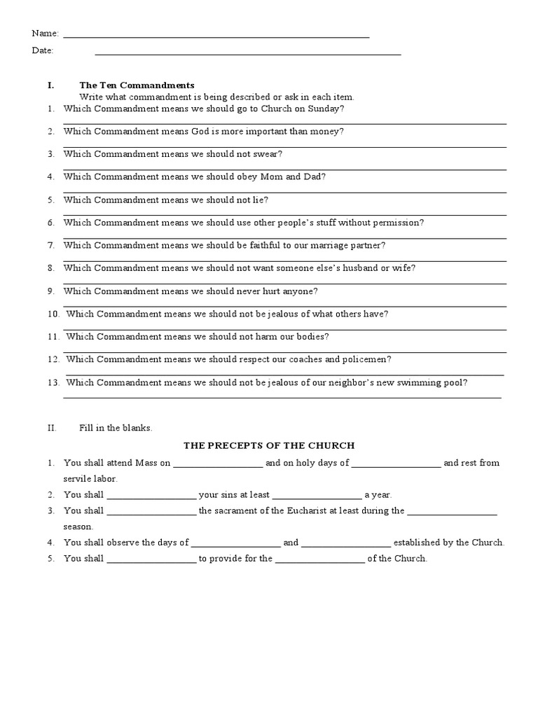 Grade 7 Quiz - Edited | PDF | Ten Commandments | Religious Belief And ...